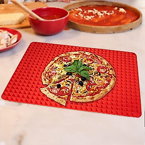 Wolecok Silicone Pyramid Pan,16 x 11 inches Large Red Pyramid Baking Mat, Cooking Pan Oven Tray Baking Sheet Pastry Cooking Mat 2 Pack(Red)