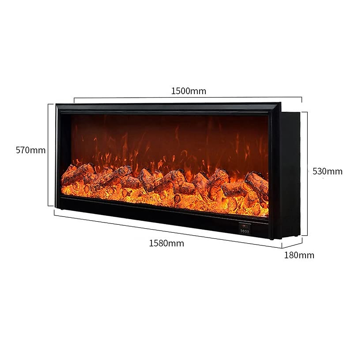 Fireplace Grate Electric Fireplace, Recessed Electric Fireplace with Realistic Fire Effects, Decorative Electric Fireplace, Touch Control Panel, Remote Control, Black Fireplaces for Living Room ( Colo