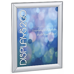 Displays2go Snap Open Sign Holder Frame, 8.5 x 11 Inch, Wall Mount or Tabletop, Silver Aluminum (WSNF8511SV)