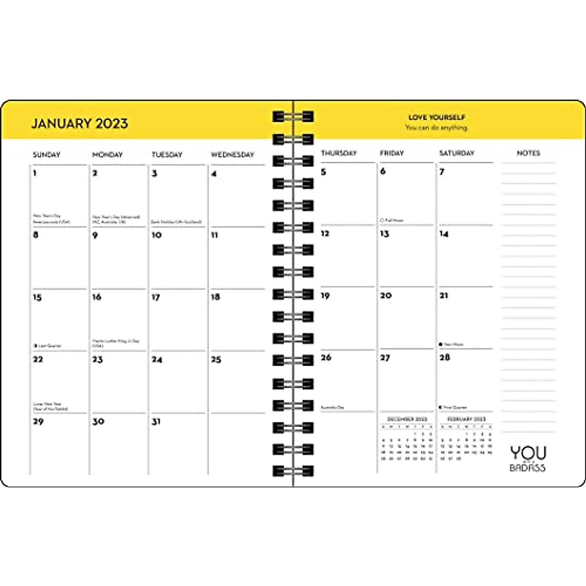 You Are a Badass Deluxe Organizer 17-Month 2022-2023 Monthly/Weekly Planner Cale