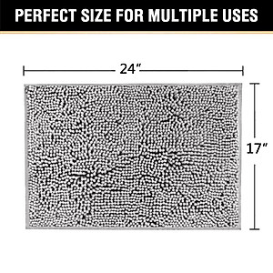 H.VERSAILTEX Bath Mat, Washable Bathroom Rug, Extra Thick Chenille Rug, Absorbent Soft Shaggy Mat,Non-Slip Quick Dry Plush Rug for Bathtubs, 17 x 24 Inches (Grey)