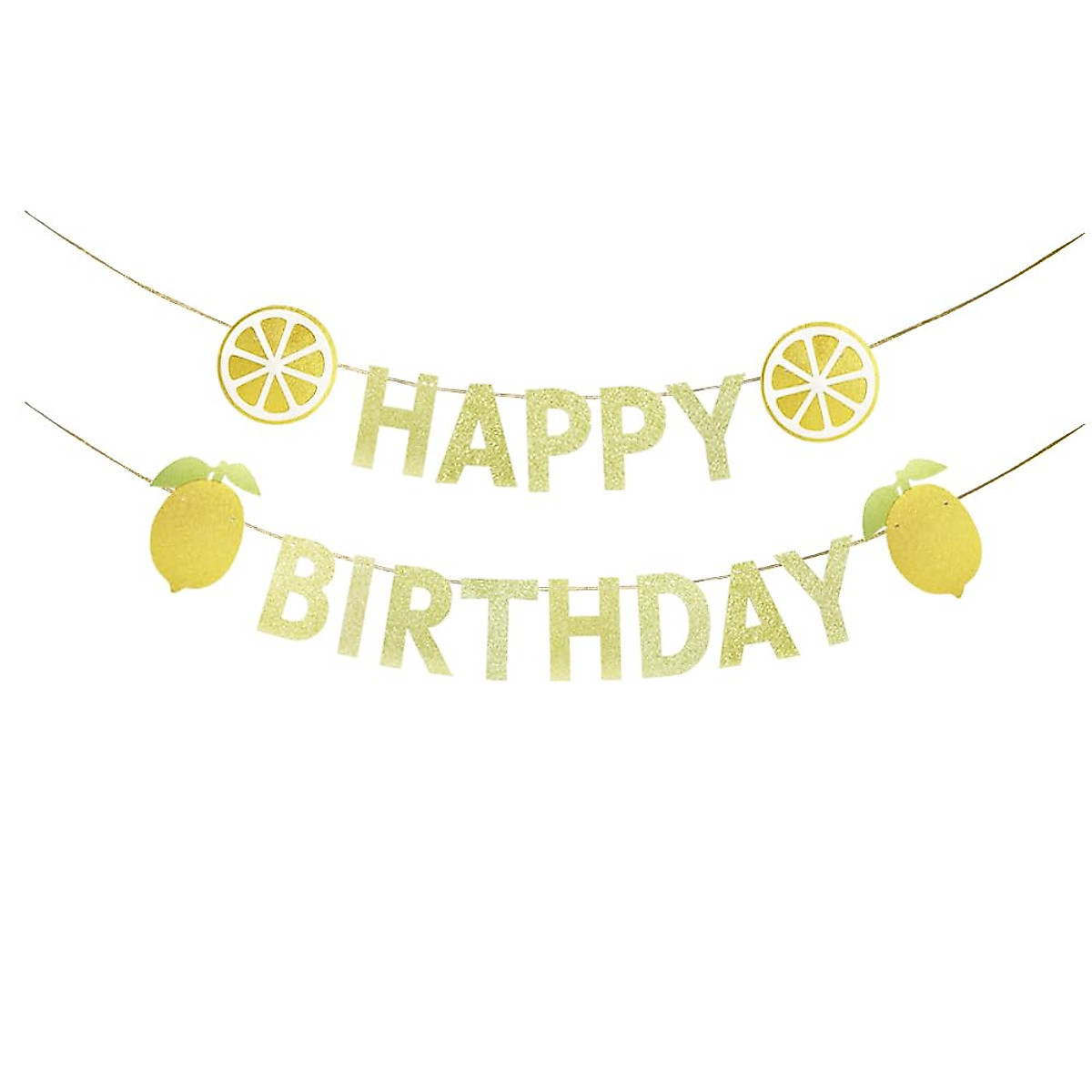 KUNGOON Lemon Happy Birthday Banner, Lemonade Birthday Party Decorations, 7 inches x 5.9 inches, Yellow