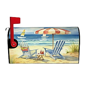 Summer Mailbox Covers Magnetic Standard Size 18" X 21" Beach Life Mailbox Cover Summer Nautical Magnetic Mailbox Covers Post Wraps Letter Box Cover for Home Garden Yard Decor