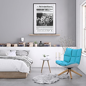 OPPQRRS Vintage Black White Canvas Wall Art, Trendy Girly Newspaper Dorm Aesthetic Poster, Funky Disco Ball Cocktail Prints, Humor Women Party Cake Pictures 12x16in Unframed