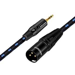 DREMAKE 3.5mm to XLR Microphone Cable 1FT, 1/8 Inch (3.5mm) Male to XLR Male Unbalanced Cable, XLR to 3.5mm Stereo Audio Cable Compatible for Mobile Phone, Active Speakers, Stage, Studio Audio Console