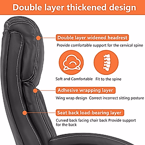 PayLessHere Big and Tall Office Chair 500lbs Desk Chair Wide Seat Ergonomic Pu Leather Executive Chair Adjustable Rolling Swivel Computer Chair with Lumbar Support Headrest for Heavy People, Black