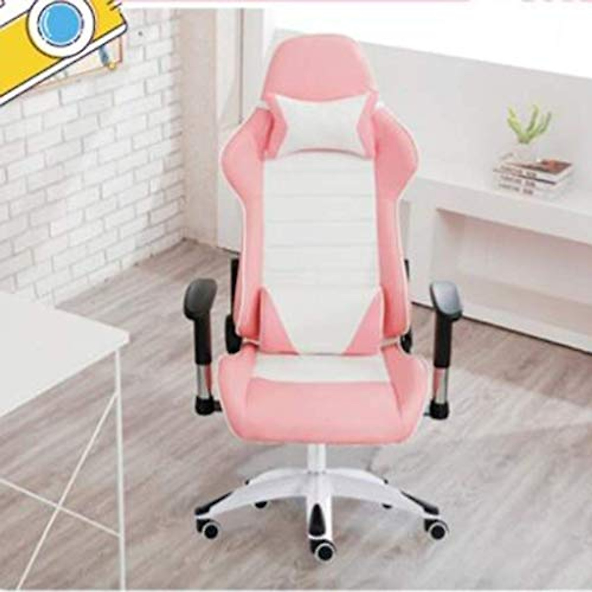 XXXDXDP Racing Style High Back Ergonomic Office Chair Executive Swivel Computer Desk Chair Height Adjustable Task Chair Reclining with Lumbar Support, Headrest and Footrest (Pink)