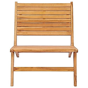 vidaXL Solid Teak Wood Patio Chair Sturdy Durable Weather Resistant Furniture Dining Chair Garden Outdoor Seat Backyard Courtyard Porch Poolside Home