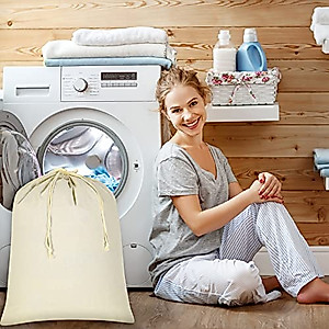 Remagr 12 Pieces Canvas Laundry Bags Bulk Large Cotton Laundry Bag with Drawstring Heavy Duty Hamper Liner Bag Washable Dirty Clothes Bag Santa Bag for Travel Household, 28" x 36"