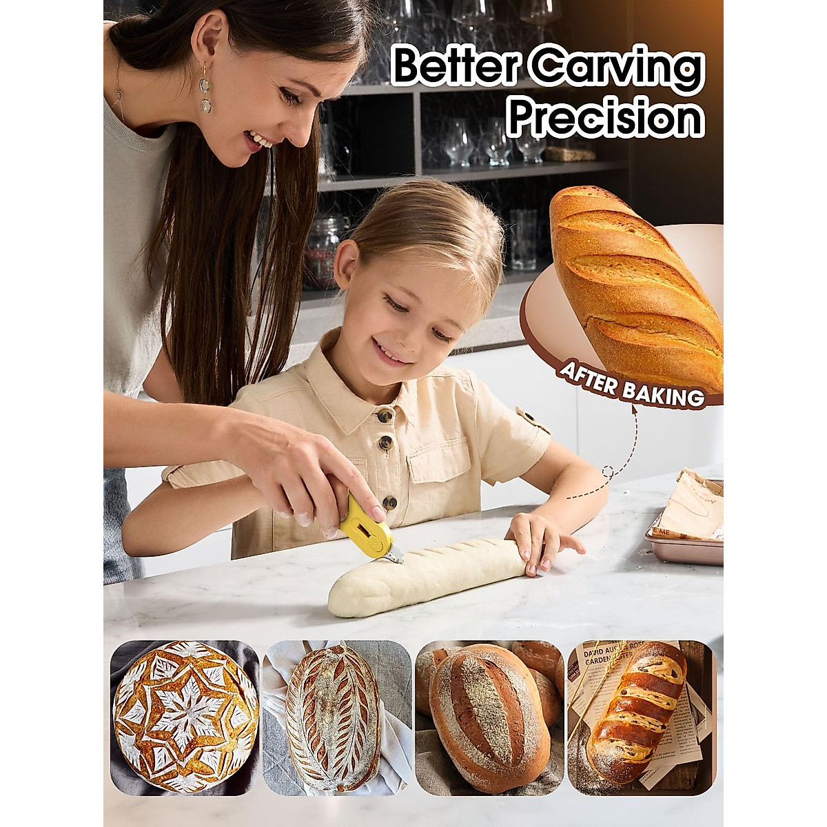 CLUEAPOP Bread Lame Sourdough Scoring Tool Extractable & Magnetic - Professional Dough Scoring Tool for Sourdough Bread Baking & Bread Making Tools - Scoring Patterns Booklet & 5 Razor Blades
