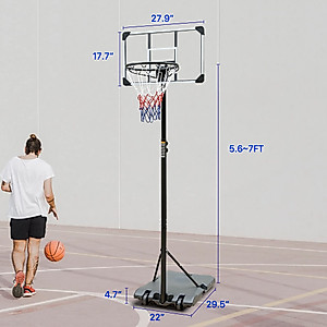 Basketball Hoop Outdoor Portable Adjustable Basketball Goal System with Height Adjustable 28 in inches Backboard & Wheels for Children Youth Adult at Indoor Outdoor