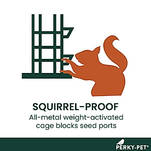 Perky-Pet 336-1SR Squirrel-Be-Gone Bird Feeder, 2LB Squirrel Proof Outdoor Wild Bird Feeder with Weight-Activated Perches