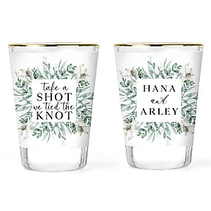 Wedding Shot Glasses - Tied the Knot Shot Glass - Wedding Shot Glass - Custom Wedding Glasses - Personalized Shot Glasses - Shot Glass Set (2 pc.)