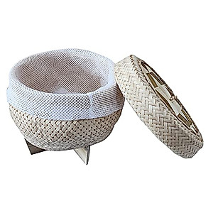 Heavens Tvcz Bamboo Rice Steamer Basket with Lid Sticky Handmade Natural Thai Wicker Cooking Glutinous Rice Free Cheesecloth Filter Free Cloth 2 piece