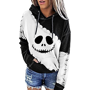MORCHOY Womens Nightmare Before Christmas Sweatshirt, Tie Dye Style Jack Skellington Shirts Hoodie for Women (X-Xmas-Skellington, S)