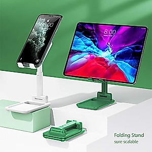 Beauty Nymph Cell Phone Tablet Stand Fully Foldable Adjustable Desktop Phone Holder Compatible with All Mobile Phones Tablet (White)