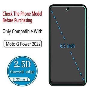 HPTech (2 Pack) Screen Protector Designed for Motorola Moto G Power 2022 Tempered Glass, 9H Hardness, Anti Scratch, Bubble Free, Easy to Install