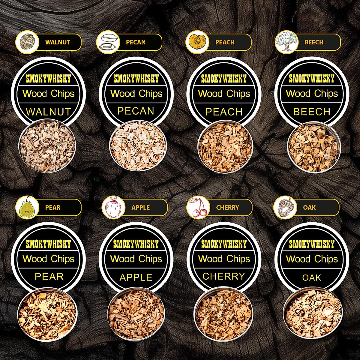 Cocktail Smoker Kit with Torch – 8 Flavors Wood Chips – Bourbon, Whiskey Smoking Infuser Kit, Old Fashioned Drink Smoker Set, Smokeshow Bourbon Craft, Birthday Gifts for Men, Dad (Without Butane)