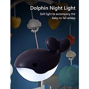 BSROLUNA Baby Crib Mobile with Music and Lights, Baby Mobile for Crib with Animals Projection, Hanging Rotating Animals Rattles, 19 Songs and lullabies, Cartoon Baby Crib Toys for Girls (Baby Pink)