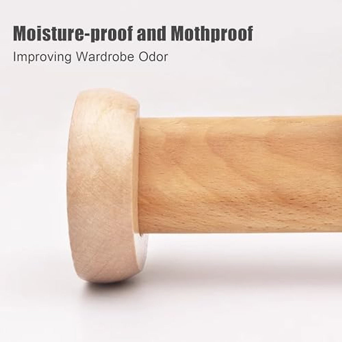 2 Sets Wooden Wall Mounted Closet Rod with base,Oval Saving Space Hanging Rod, Closet Pole for Wardrobe Hallway Bathroom Curtain Clothing Store(60cm(23.6in), Natural)