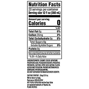 DIET PEPSI COLA SODA DIET CAN IN FRIDGE PACK BOX 20 CT 240 OZ - 0012000171841