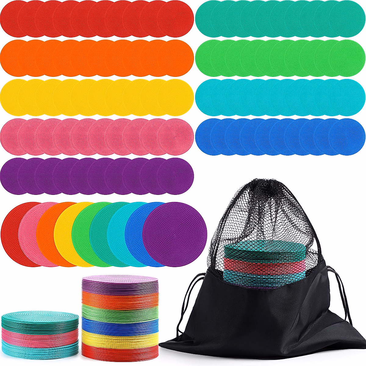 Tinideya 90 Pcs Poly Spot Markers 4.72 Inch Vinyl Poly Dots Non Slip Spot Marker for Gym Floor Marker Poly Spots for Gym Floor Soccer Basketball Speed Agility Training Classroom Org