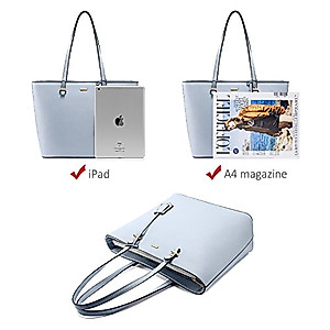 Handbags for Women Tote Bag Shoulder Bags Fashion Satchel Top Handle Structured Purse Set Designer Purses 3PCS PU Stand Gift Light Blue