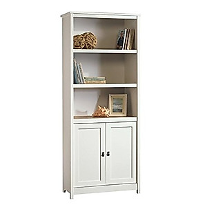 Sauder Cottage Road Library with Doors, Soft White finish