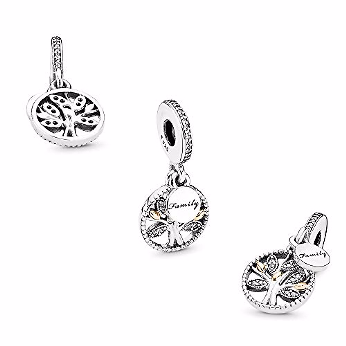 MiniJewelry Family Tree Dangle Charm Fits Pandora Bracelets Necklace Pendant Women Mother Daughter Granddaughter Birthday Christmas Sister Crystal Clear CZ