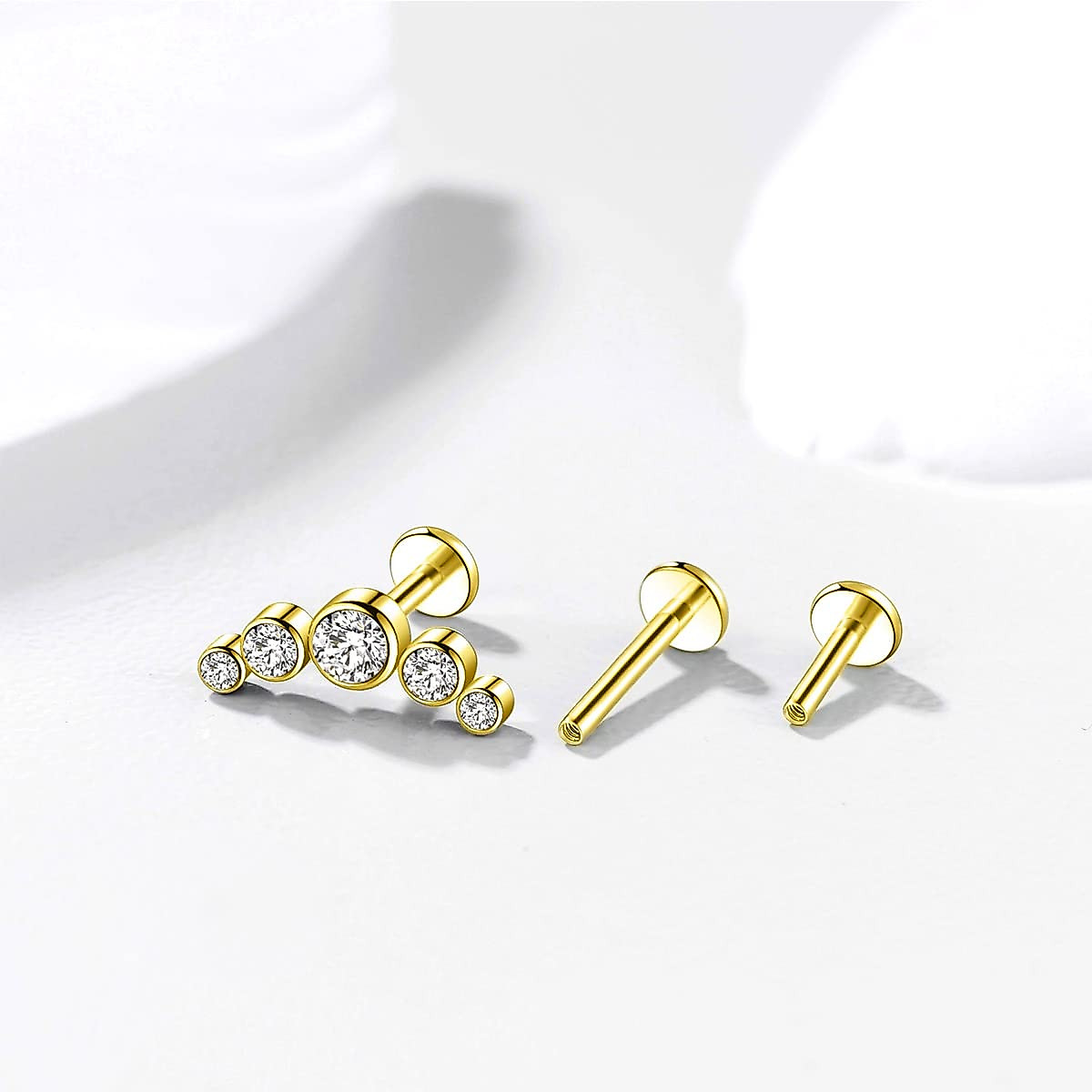 Gnoliew 16G 316L Stainless Steel Labret Monroe Lip Ring Studs Cartilage Helix Tragus Conch Daith Nose Piercing Jewelry (16g Gold)