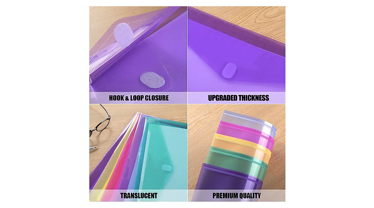 Sooez 32 Pack Plastic Envelopes | Assorted Colors | Waterproof