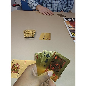 Gold Plated Playing Cards Poker with Wooden Gift Box Case Make Your Magic Tricks More Luxurious & Creative for Family & Friend