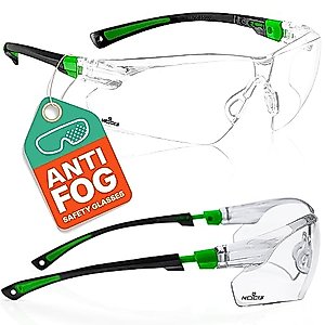 NoCry Clear Safety Glasses for Men and Women with Anti-Fog and Scratch Resistant Wrap Around Lenses, Adjustable Temples and Nose Pads — Certified ANSI Z87 Safety Glasses — 100% UV Protective Eyewear
