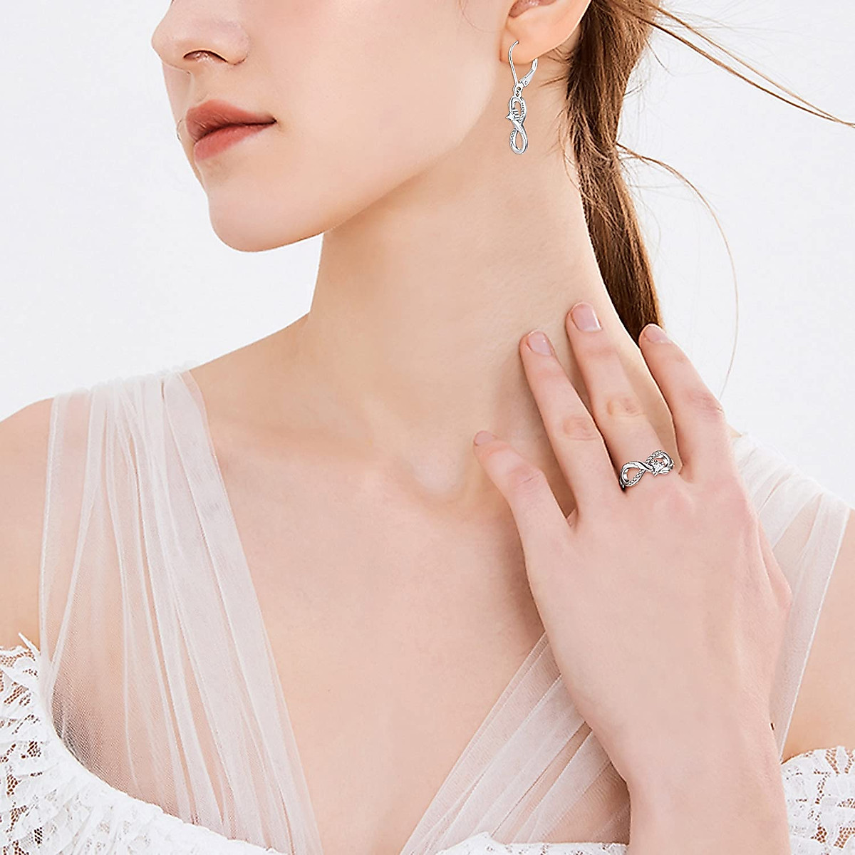 STARCHENIE Infinity Promise Ring 925 Sterling Silver Angel Wings Heart Ring for Women Size 7