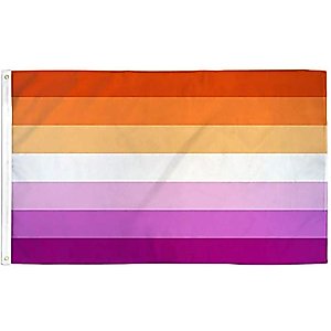 Sapphere Sunset Lesbian Pride Flag - Large 3x5FT, Double Sided Print, Waterproof, Sleeve and Metal Grommets, Vibrant Orange and Magenta Colors