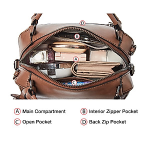 FOXLOVER Small Leather Crossbody Bags for Women Ladies Shoulder Bag Top Handle Mini Handbag and Purse (Brown)