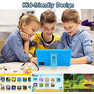 Kids Tablet 7 inch Android 11 Tablet for Kids(Ages 3-12), 3GB RAM 32GB ROM 128GB Expand,Google Certificated, Kids Software Pre-Installed, Bluetooth, WiFi, Dual Camera,with Shockproof Case-Blue…