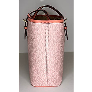 Michael Kors Jet Set Travel MD Carryall Tote bundled with Large Continental Wristlet Wallet Purse Hook (Signature MK Sherbert/Grapefruit)