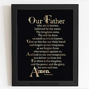 Red Horse Designs Lord’s Prayer Wall Art, Christian Posters, Scripture Wall Art, Biblical Art - Black Background - Unframed 11 x 14"