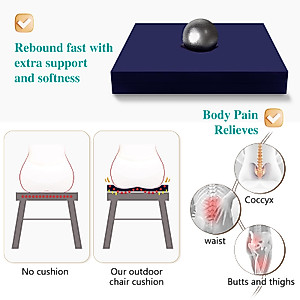 Luxepurilyn Outdoor Chair Cushions, Patio Furniture Waterproof Outdoor Cushions -Patio Chair Cushions Square Corner with Ties Set of 2, 18.5"x16"x3", Navy