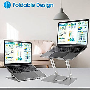 Rotatable Laptop Stand,Smvchen Newest Laptop Stand with 360°Rotating Base Ergonomic Laptop Riser for Collaborative Work Dual Rotary Shaft Fully Foldable for Easy Storage Fits for All 11-17.3" Laptops