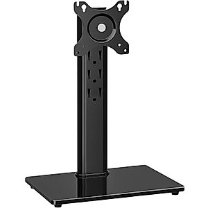 Single Computer Monitor Stand for 13-32 inch Screen, Height Adjustable Monitor Stand, Free Standing Monitor Desk Stand with Swivel, Tilt and Rotation VESA Mount, Black