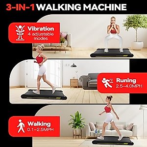 Walking Pad Treadmill with APP, 3 in 1 Under Desk Treadmill, 2.5HP Low Noise Walking Vibration Pad with Remote Control,Portable Treadmill for Home Office, Yellow