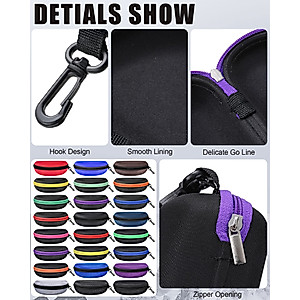 24 Pcs Sunglasses Case Portable Travel Hard Shell Zipper Eyeglasses Frame Glasses Case Summer Eyeglasses Case Sunglass Case with Plastic Hook for Women Men