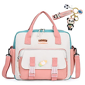 JELLYEA Kawaii Backpack Cute Tote Bag Girl School Crossbody Shoulder Bag with Kawaii Accessories Multi Purpose (Deep Pink)