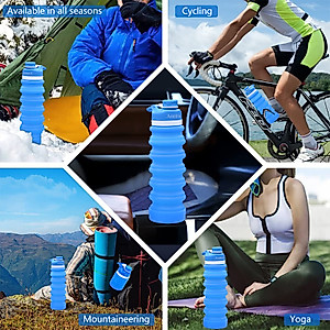 Anntrue Collapsible Water Bottle Food-Grade Silicone Portable Leak Proof Travel Water Bottle, 18oz(Sky Blue)