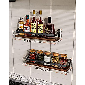 SWTYMIKI Spice Rack Wall Mount, 2 Pack Rustic Natural Wood Spice Rack Organizer for Cabinet, Hanging Spice Shelf for Kitchen Seasoning Organizer, Cabinet Organizer and Wall Storage