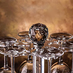 Elegant Desktop Crystal Glass Stemware Rack/Rotate 8 Wine Glass Storage Holder Stand Air Drying Rack(No included wineglass) (Large)