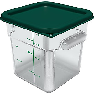 Carlisle FoodService Products Squares Square Food Storage Container Lid with Stackable Design for Catering, Buffets, Restaurants, Proprietary Blend, 2 To 4 Quarts, Forest Green