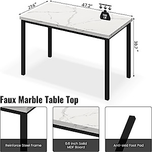 Hooseng Dining Table Set for 4, Modern Kitchen Table and Chairs Set of 4, Space Saving 5 Piece Dining Room Table Set with Faux Marble Top and Upholstered Velvet Chairs for Small Space, Apartment, Grey